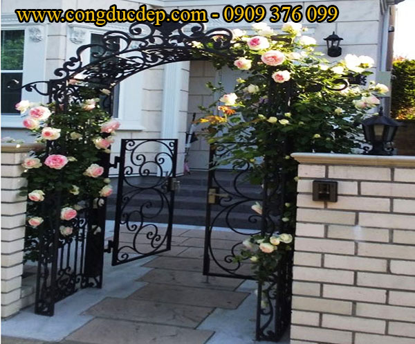Các mẫu vòm cổng đẹp, cổng vòm hoa giấy, hoa hồng leo, vòm cổng sắt