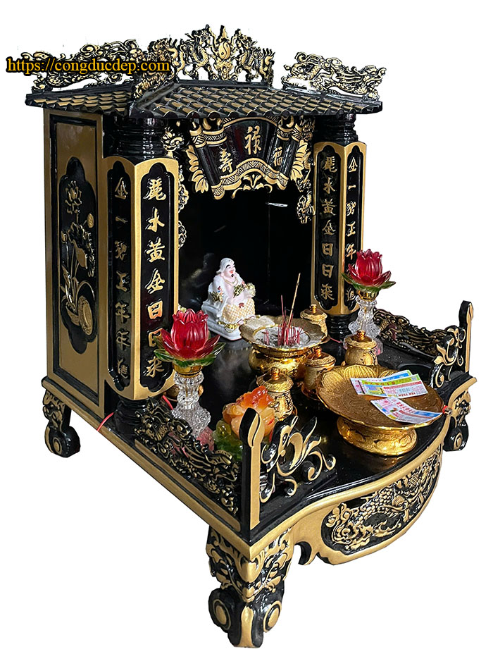 Bàn thờ Ông Địa, bàn thờ Thần Tài nhôm đúc nhũ đồng sang trọng